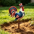 12 Inch Double-sided Patriotic Metal Rooster Yard Decor with Stakes, 2D ...