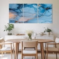 Blue Marble Texture Canvas Wall Art 3 Panels, Abstract Gradient Water ...