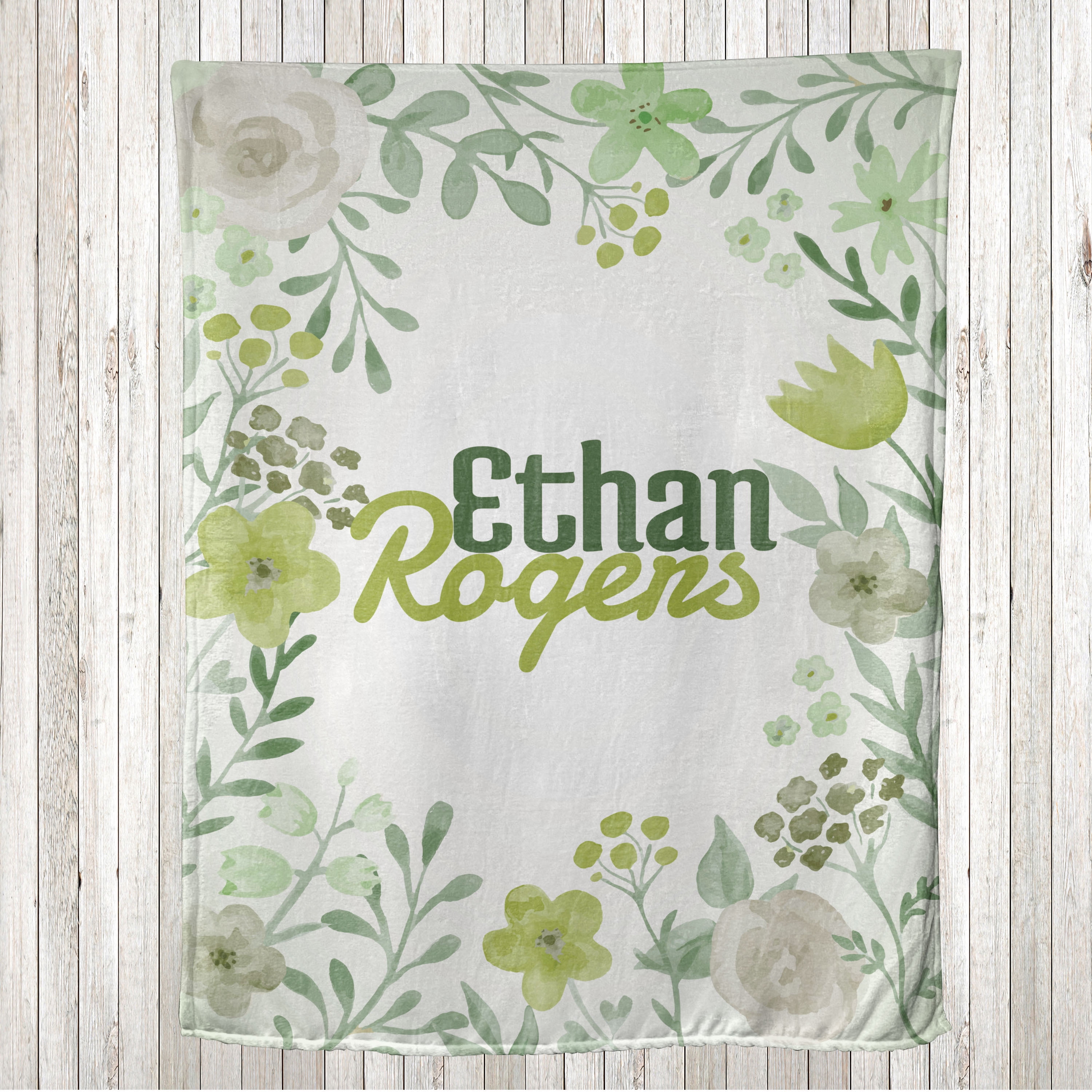 Botanical Throw Blanket, Soft Watercolor Borders with Tender Blossoming ...