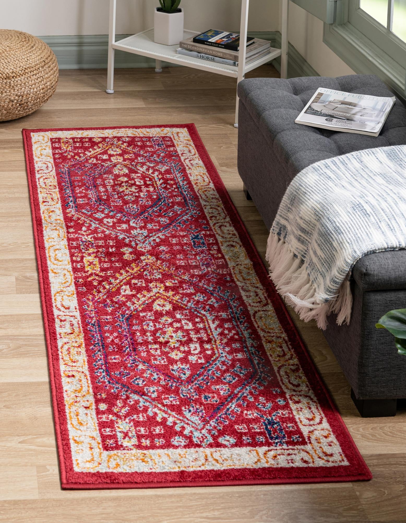 Rugs.com Aurelia Collection Rug – 12 Ft Runner Magenta Medium-Pile Rug ...