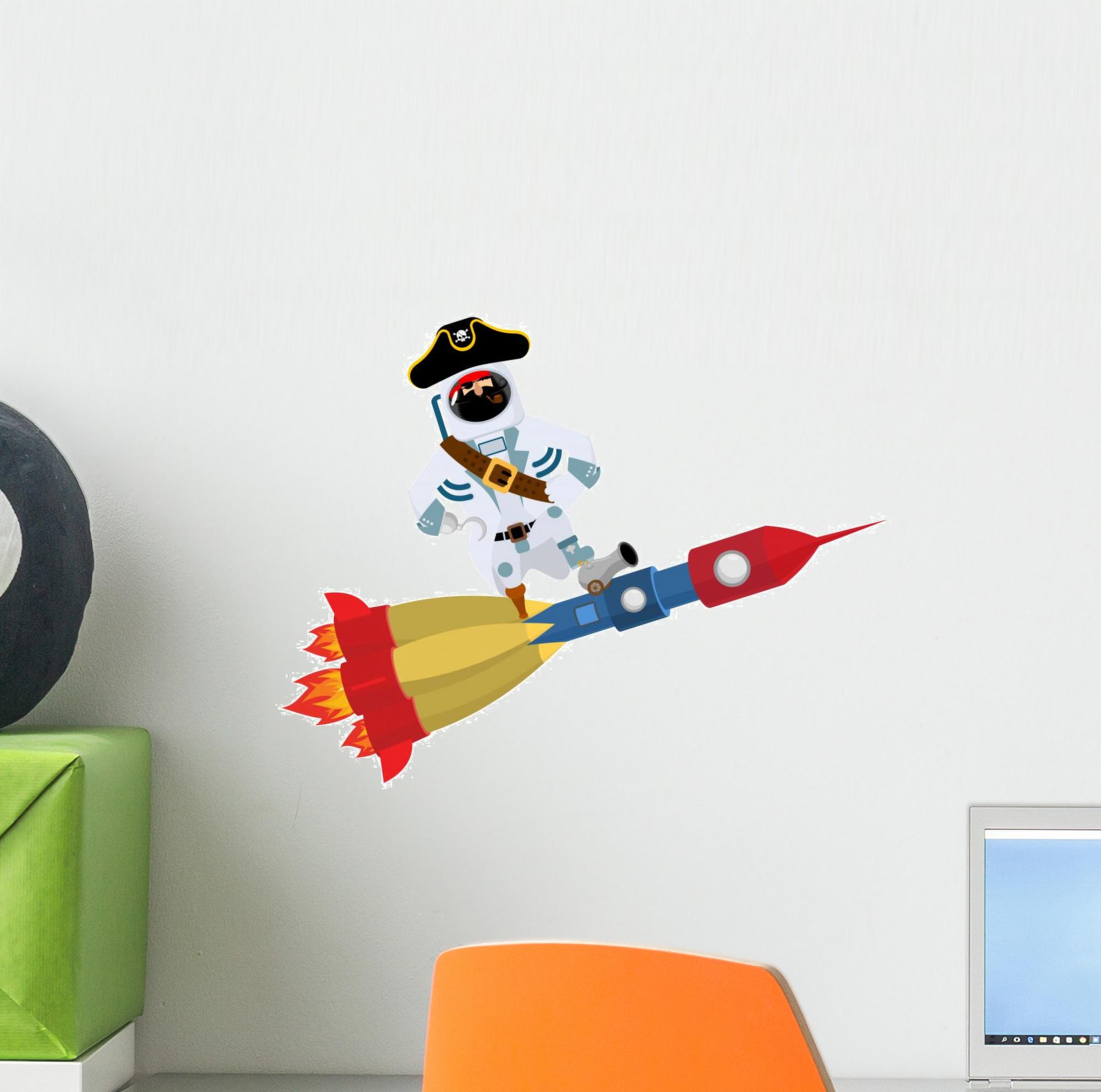 Rocketship Space Pirate Wall Decal Wallmonkeys Peel and Stick Decals ...