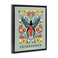 Stupell Industries Symmetrical Grasshopper with Blooms Black Framed ...