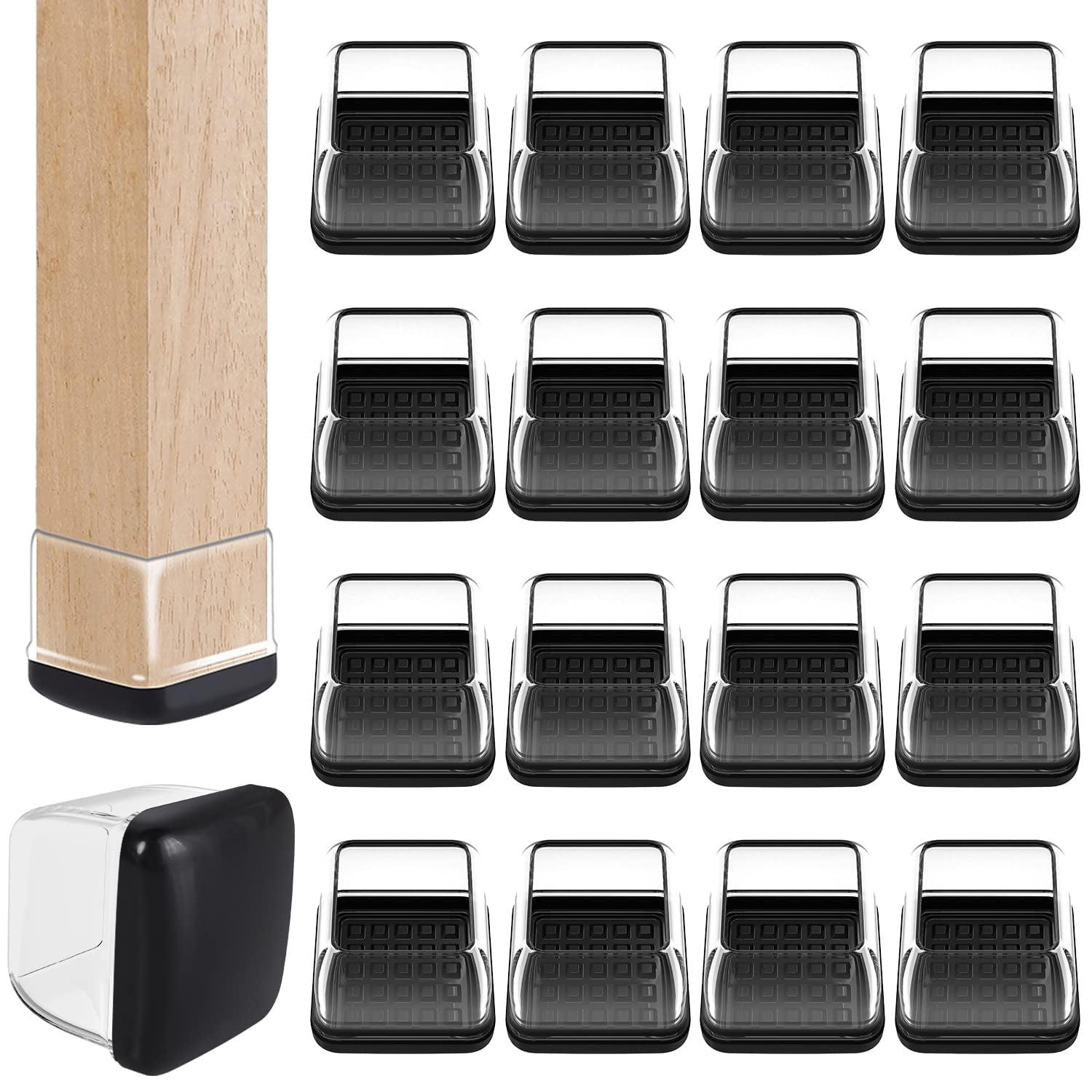 Ezprotekt 24 Pcs Chair Leg Sliders for Carpet,Clear Square Furniture ...