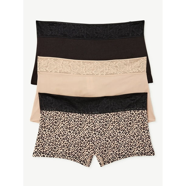 Joyspun Women's Modal and Lace Boyshort Panties, 3-Pack, Sizes S to 3XL ...