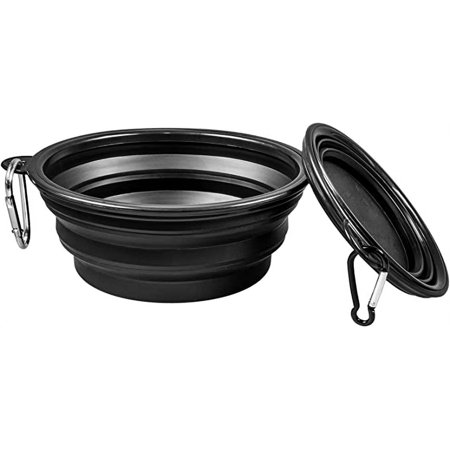 SHAR Collapsible Black Silicone Bowl for Dogs and Cats with Carabiner ...