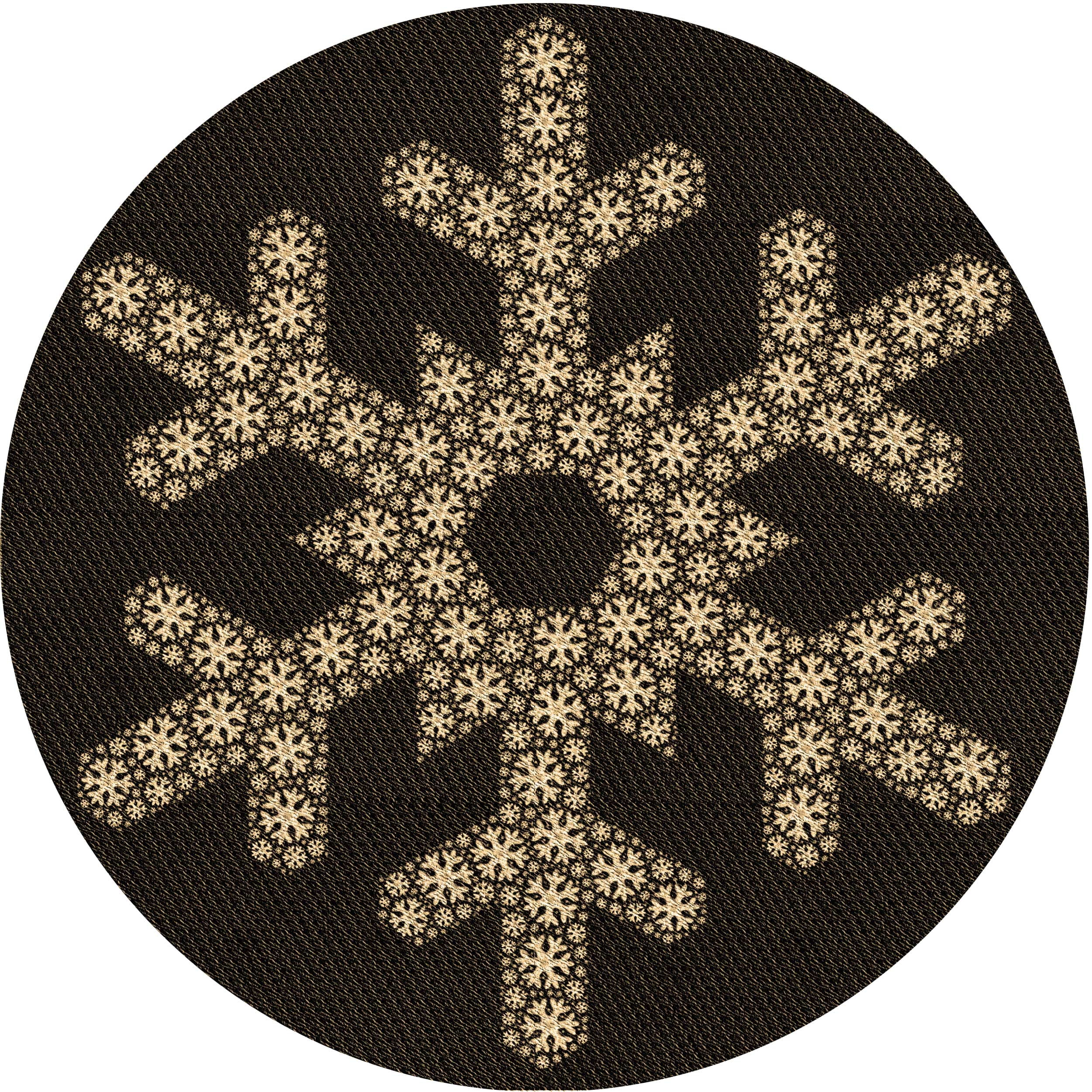 Ahgly Company Indoor Round Patterned Night Black Area Rugs, 7' Round ...