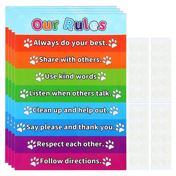 4pcs Rules Chart, 11x17inch House Rules Chart Out Rules Poster ...