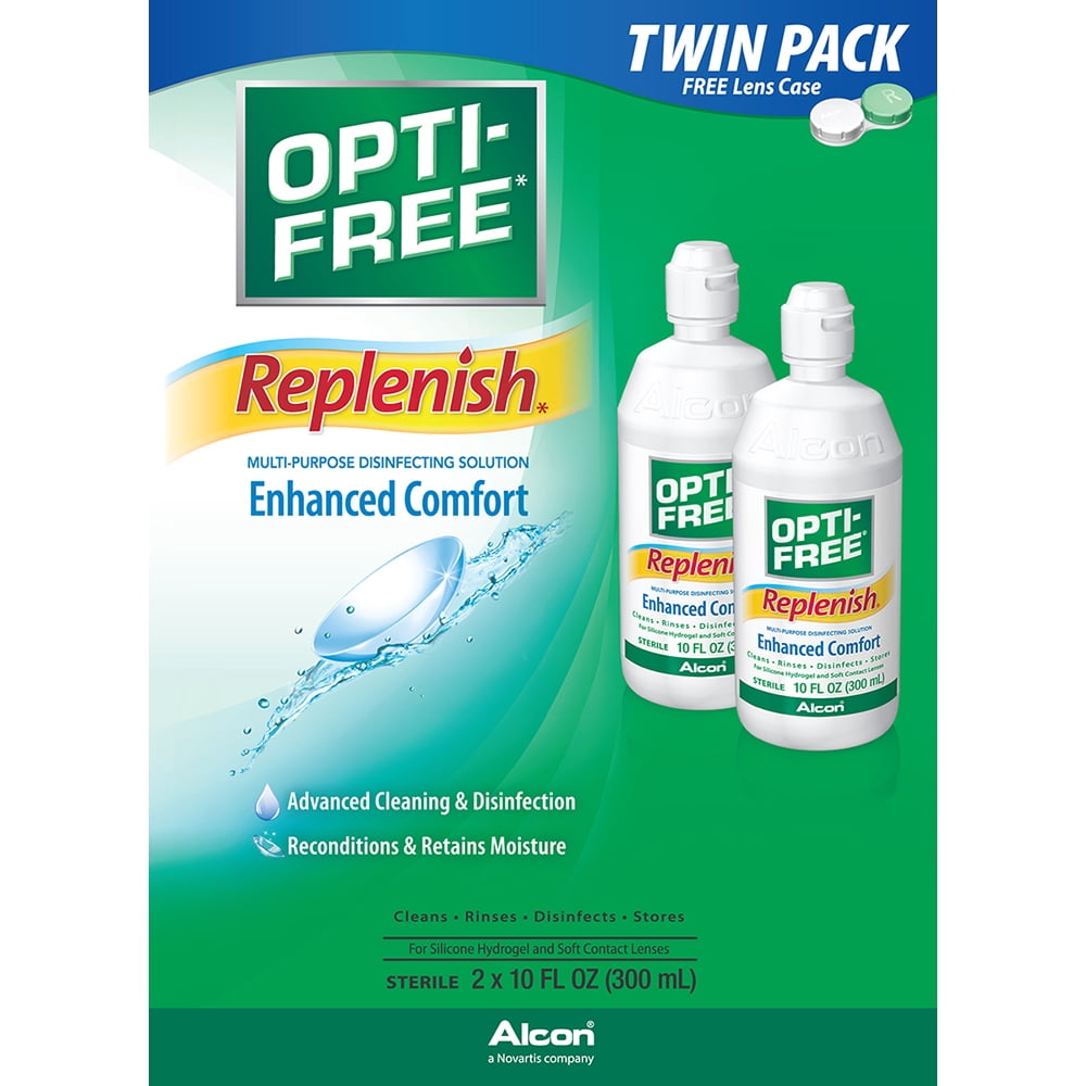 OPTI-FREE Replenish Multipurpose Contact Lens Disinfecting Solution, 10 ...