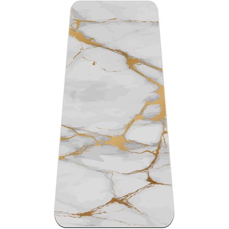 Gold and White Marble Yoga Mat Thick Non Slip Exercise & Fitness Mat ...