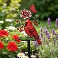 Solar Metal Cardinal Garden Stake, LED Red Bird Memorial Light for ...