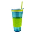 Snackeez 2-in-1 Travel Snack & Drink Cup with Leak-Proof Lid, Blue, 16 ...