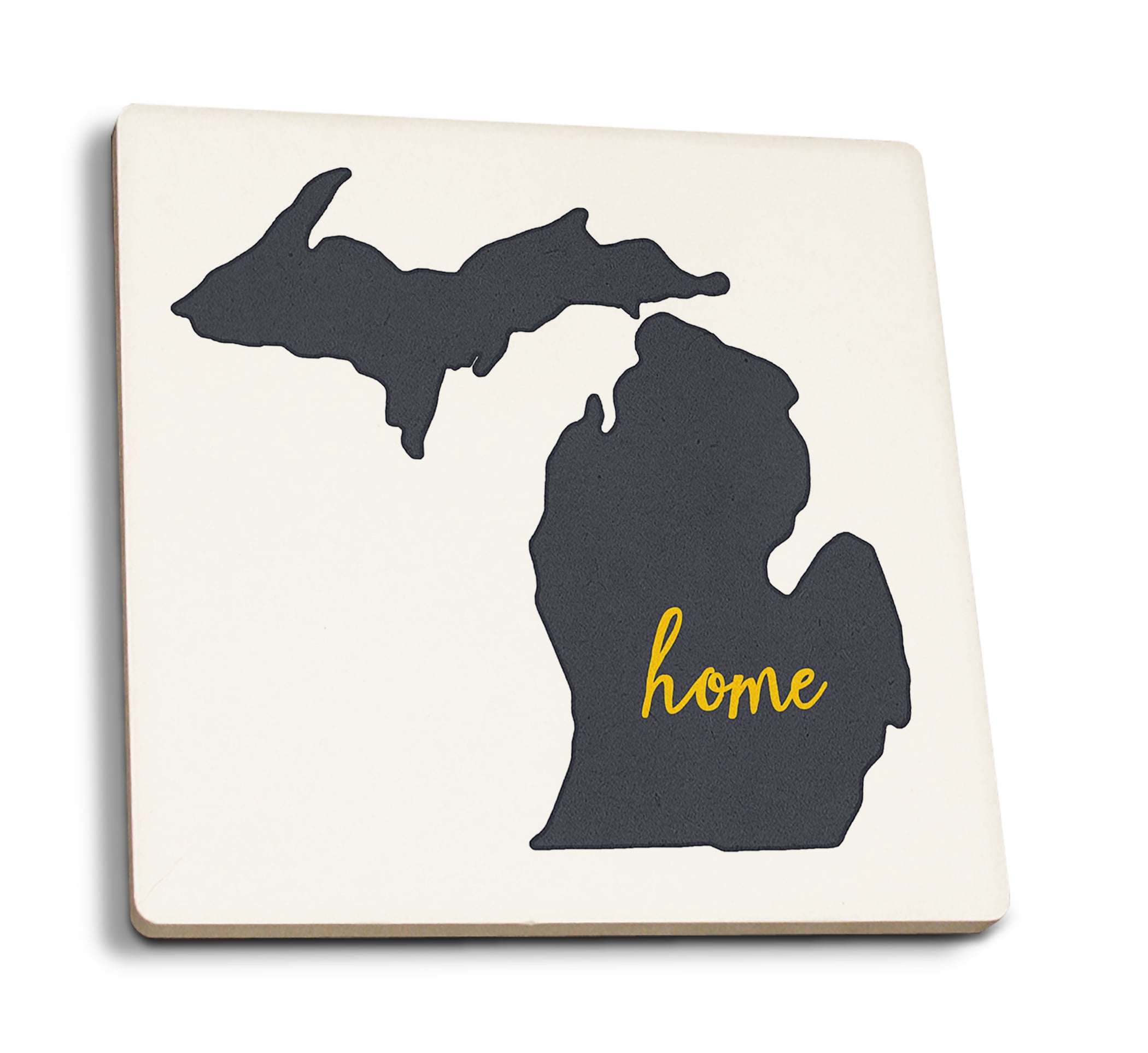 Michigan, Home State, Gray on White (Absorbent Ceramic Coasters Set of ...