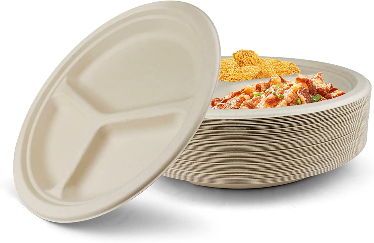 Ciciware 100％ Compostable Disposable Paper Plates Food Containers - 60 ...