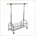 Garment Rack Chrome Metal Extendable Bar with Casters | Metal | Bedroom ...