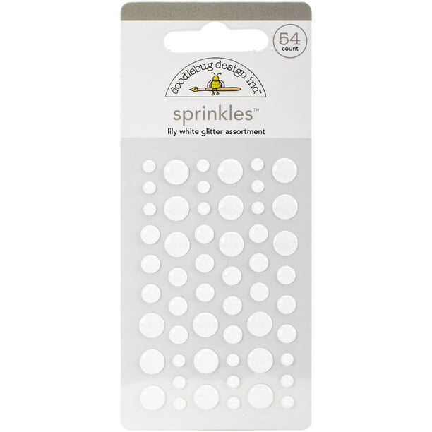 Doodlebug Sprinkles Adhesive Glitter Enamel Dots 54/Pkg-Lily White ...