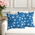 Blue Summer Pillow Covers Set of 4, Starfish Shell Bubble Nautical ...