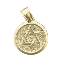 14K Gold Star of David Round Medallion - Walmart.com