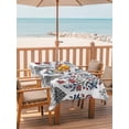 Black Bohemian Flower Rectangle Outdoor Tablecloth with Umbrella Hole ...