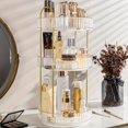 2/3-Tier 360° Rotating Makeup Organizer with Golden Accents, High ...