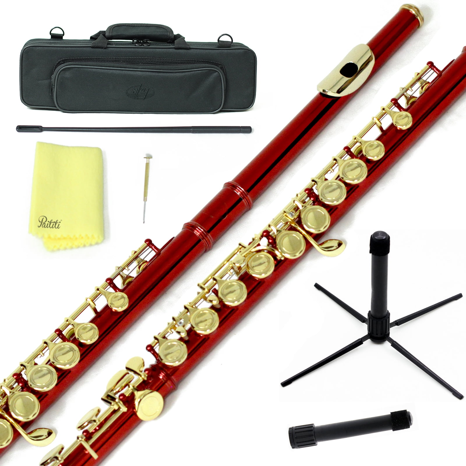 Sky Closed Hole C Flute with Lightweight Case, Cleaning Rod, Cloth ...