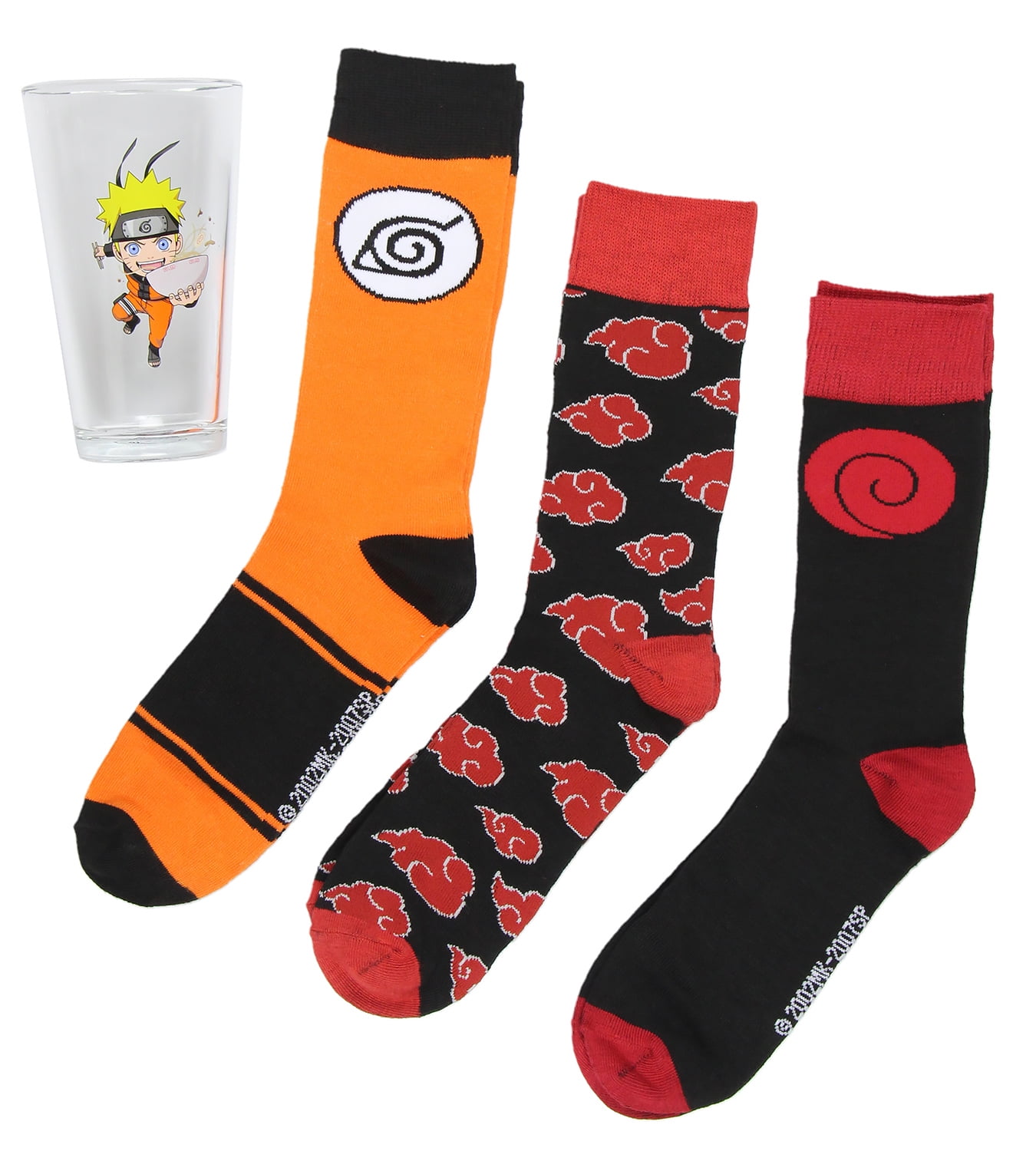 Naruto Shippuden 3 Pairs of Socks Plus Uzumaki Design Pint Glass Gift Set Bundle - Walmart.com