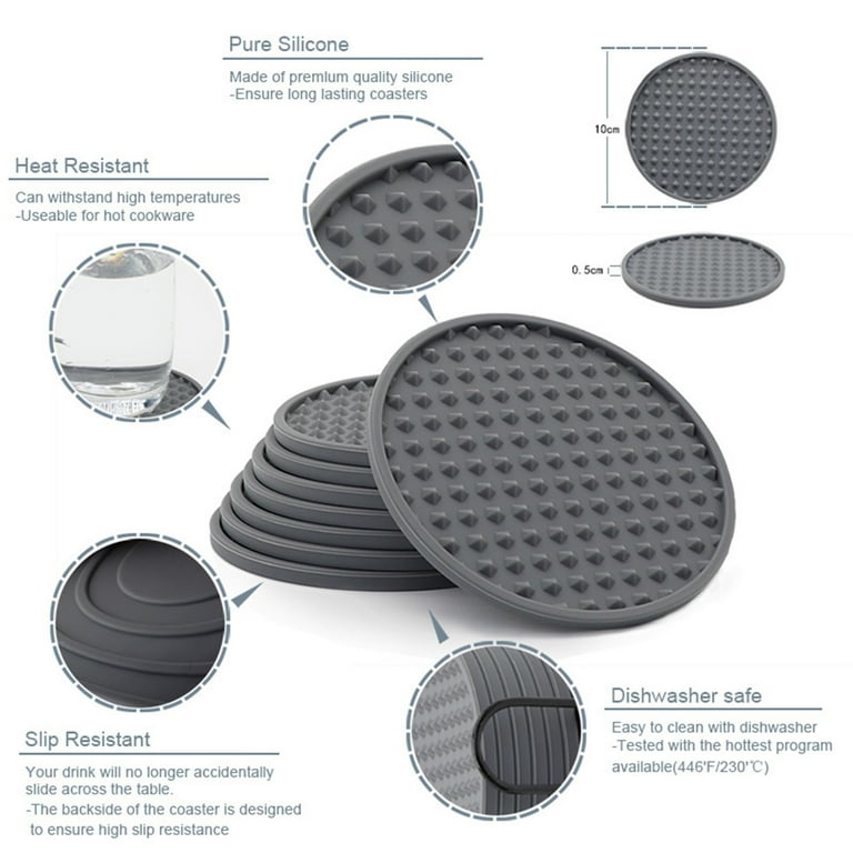 8 Pack Coasters for Drinks with Holder Silicone Drink Coasters Black Coasters Set Fits Most Size of Drinking Glasses Walmart