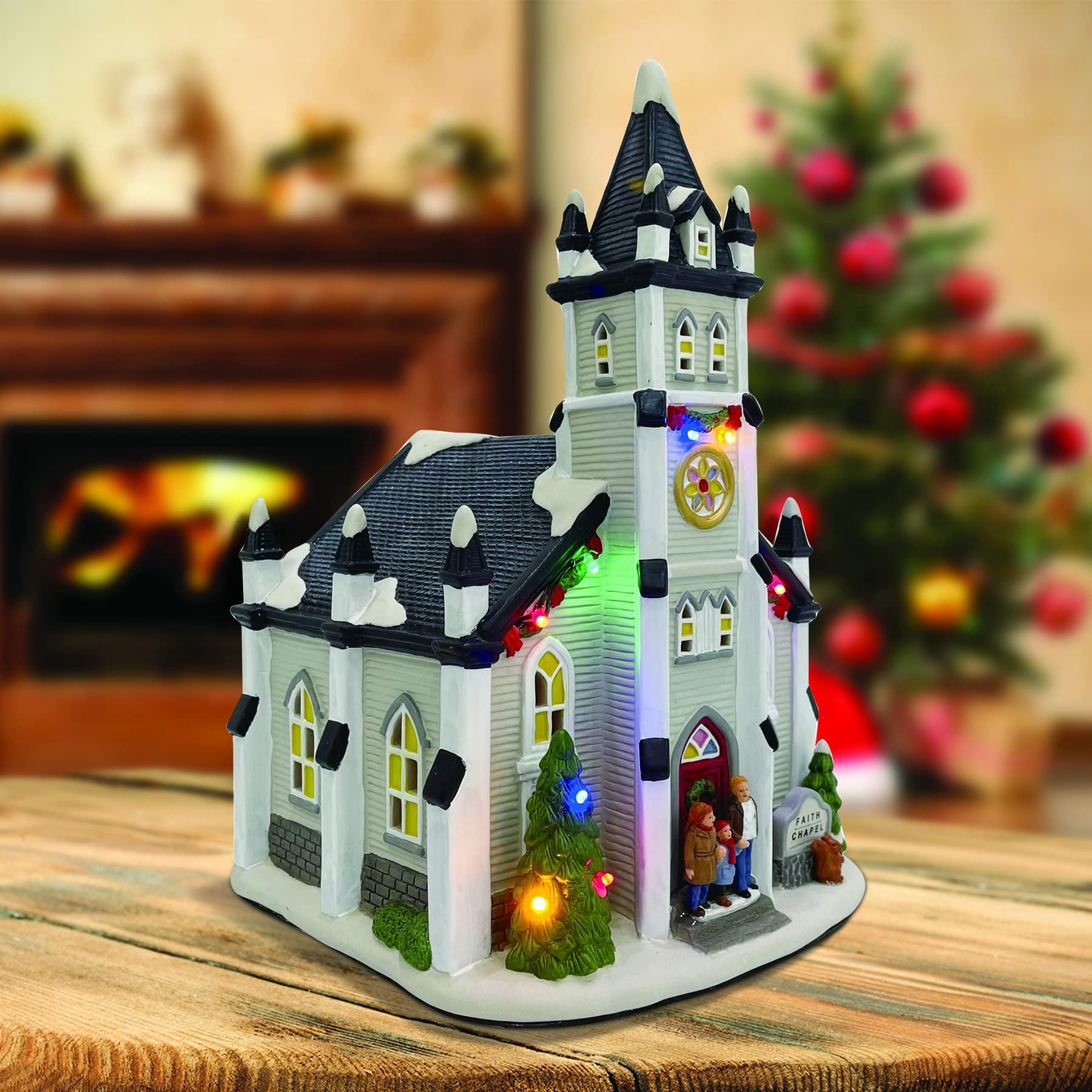 Crosslight - LED Lighted Porcelain Church Christmas Village - Indoor ...