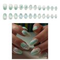 24Pcs/Set Press On Nail With Hand Painted Lines Pattern Easy To Remove ...