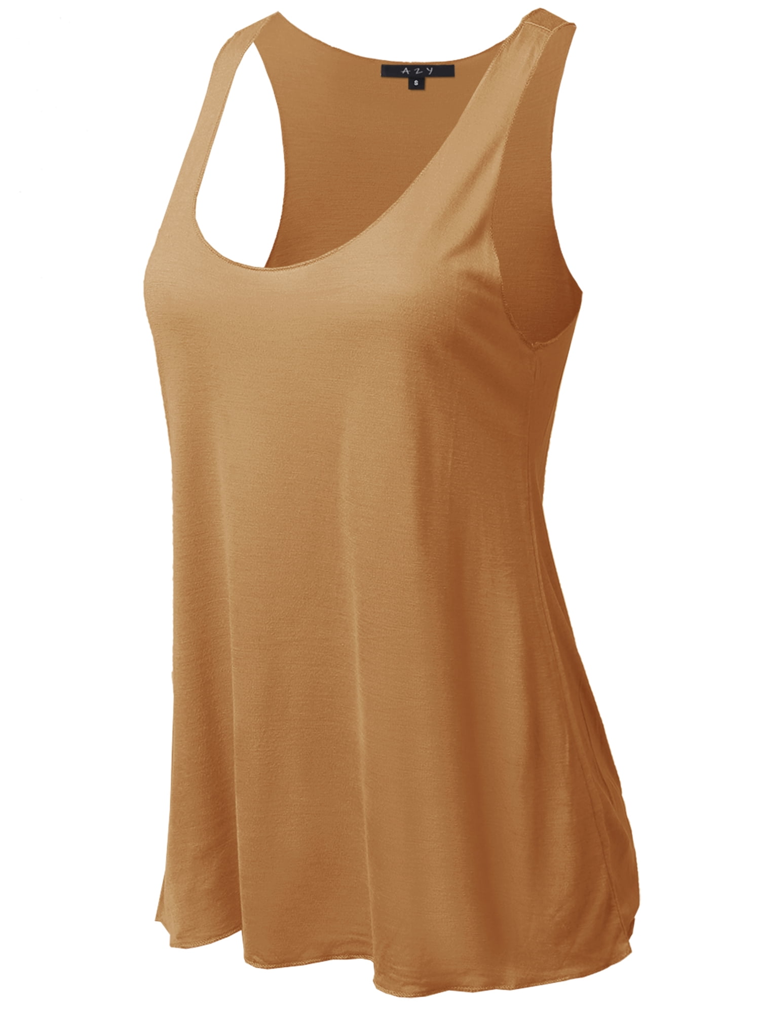 A2Y Women's Basic Solid Loose Fit Flowy Scoop Neck Racer Back Tank Top ...