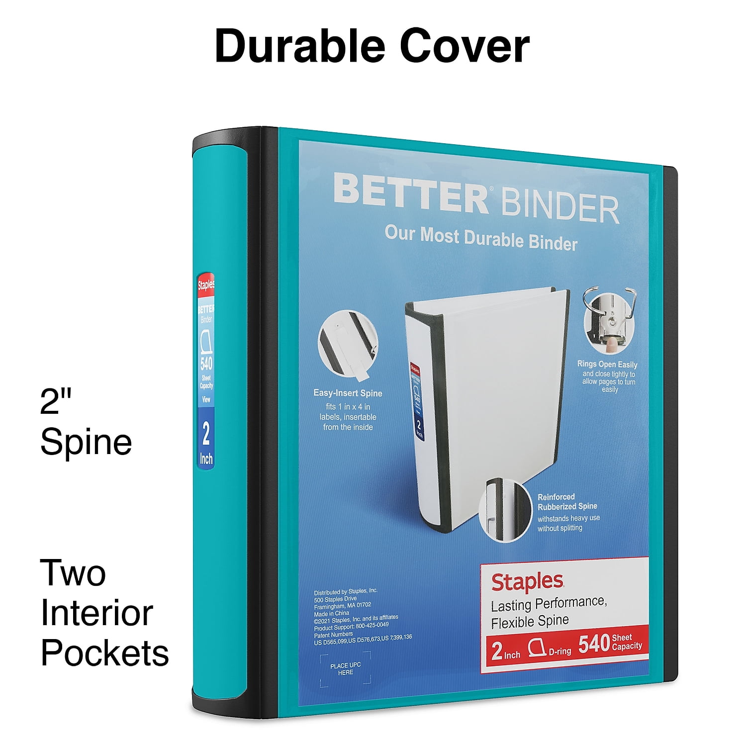 Staples Better 2-Inch D 3-Ring View Binder Teal (13470-CC) 651743 ...