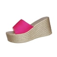 Bkhluea Women Plain Strap Espadrille Wedge Slide Sandals Comfortable ...