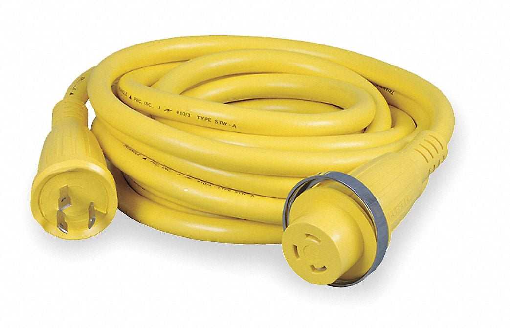 Hubbell 30A 125V 25' Vinyl Jacketed Pre Wired Shore Power Cable Set ...
