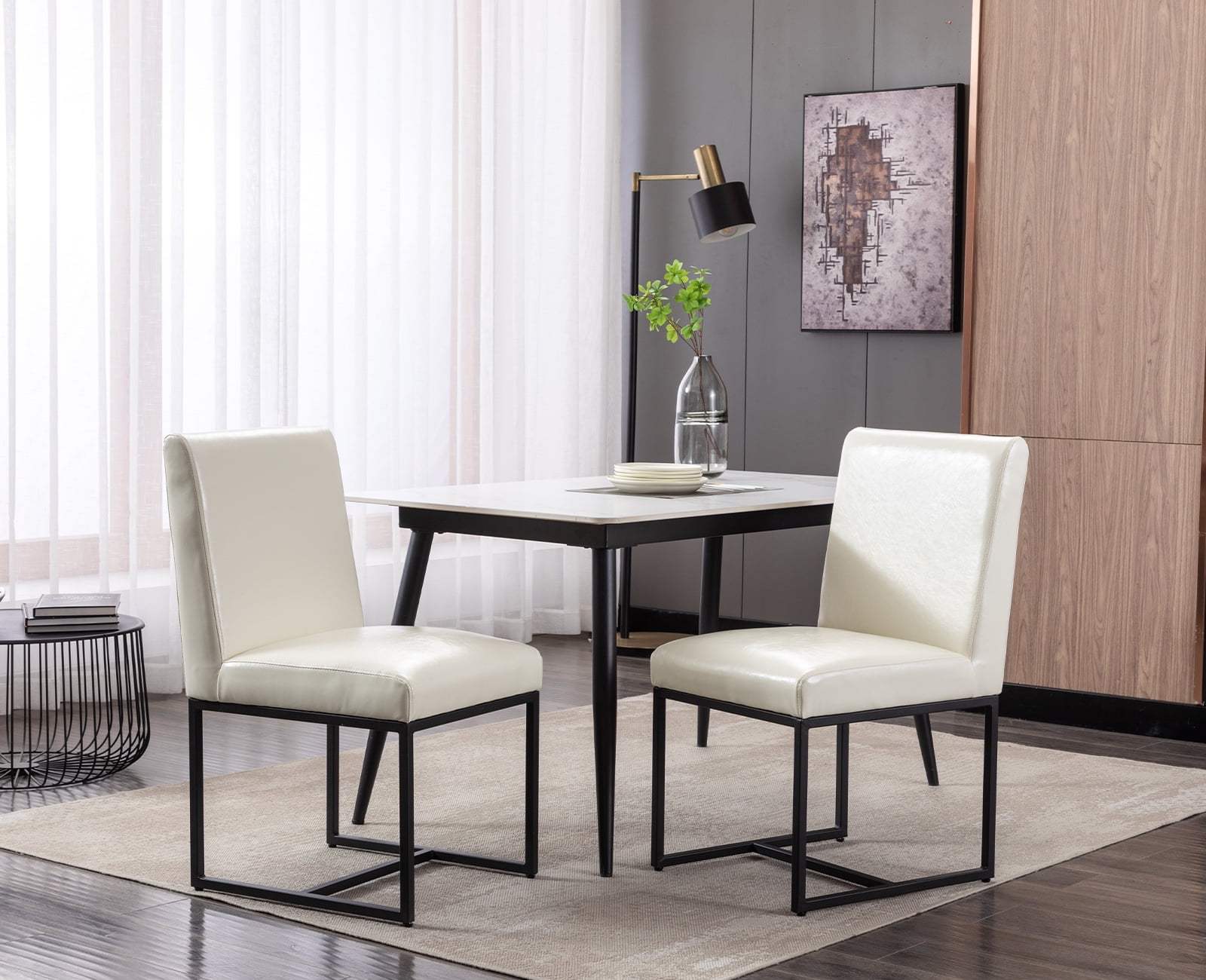 Guyou Modern Dining Chairs Set Of 2, PU Leather Upholstered Dining ...