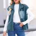 Aellinatey Womens Fleece Jackets Vest Sleeveless Fuzzy Zipper Oversized ...