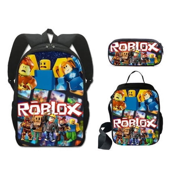 Roblox Backpack Black School Bag Anime School Bag Three-piece Backpack ...