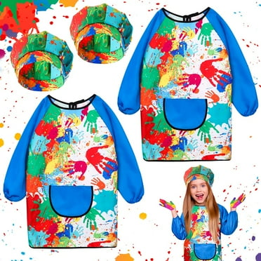 Girls Art Smock Long Sleeve Shirts Solid Color Long Sleeve Painting ...