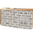 Beige Brick Wall Cabinet Curtains for Shelves, Retro Country Stone ...