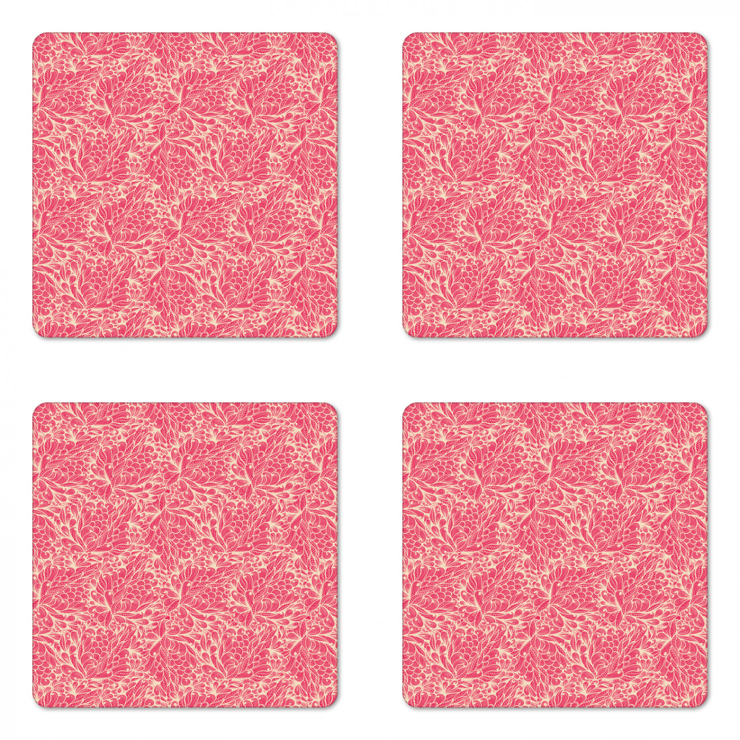 Spring Coaster Set of 4, Vintage Ornamental Oriental Middle Eastern ...