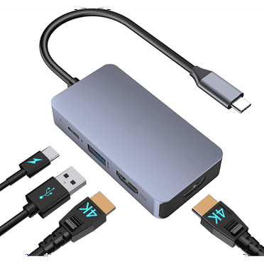 USB C Hub, 6 in 1 HDMI Dongle USB C to Multiport Adapter with 4K HDMI ...