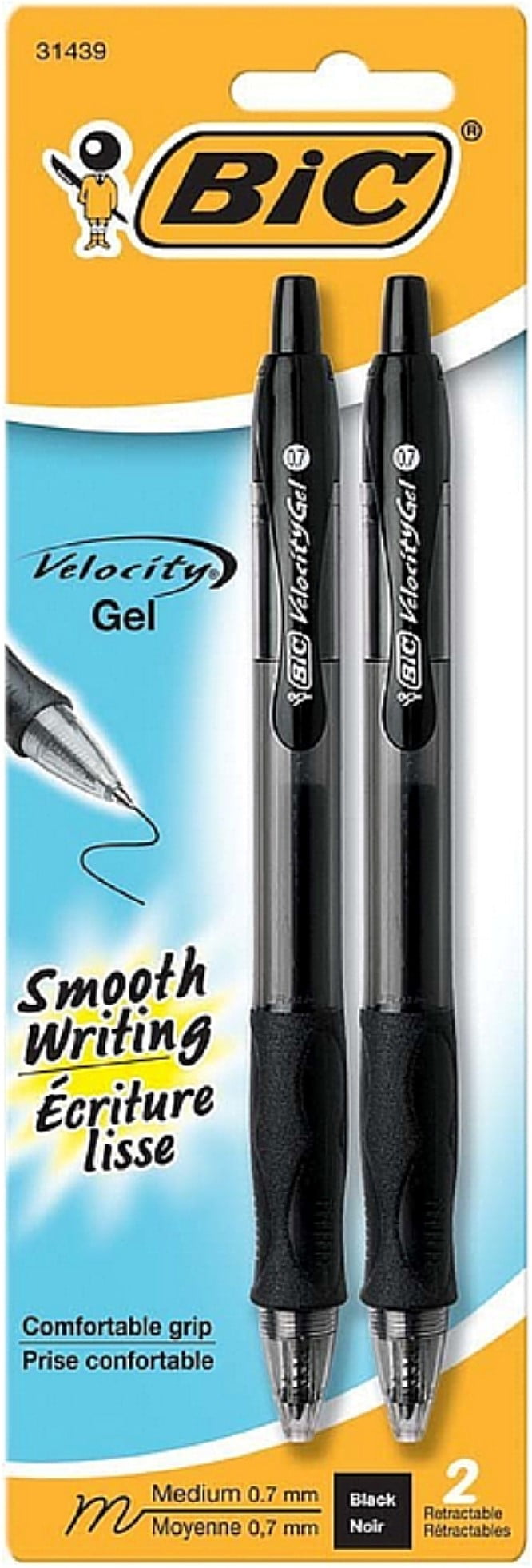 Bic Velocity Gel Retractable Pen, Black 2 ea (Pack of 6) - Walmart.com