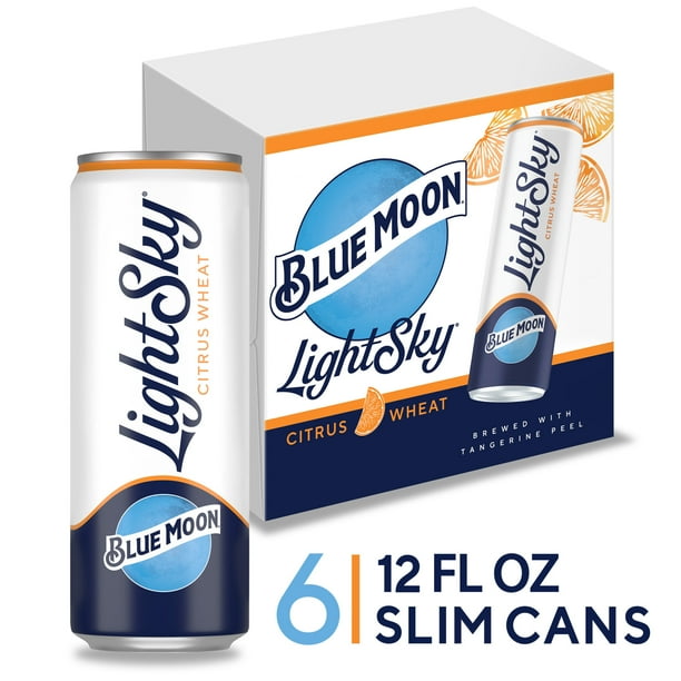 Blue Moon Light Sky Citrus Wheat Ale Beer, 6 Pack, 12 fl oz Cans, 4% ...