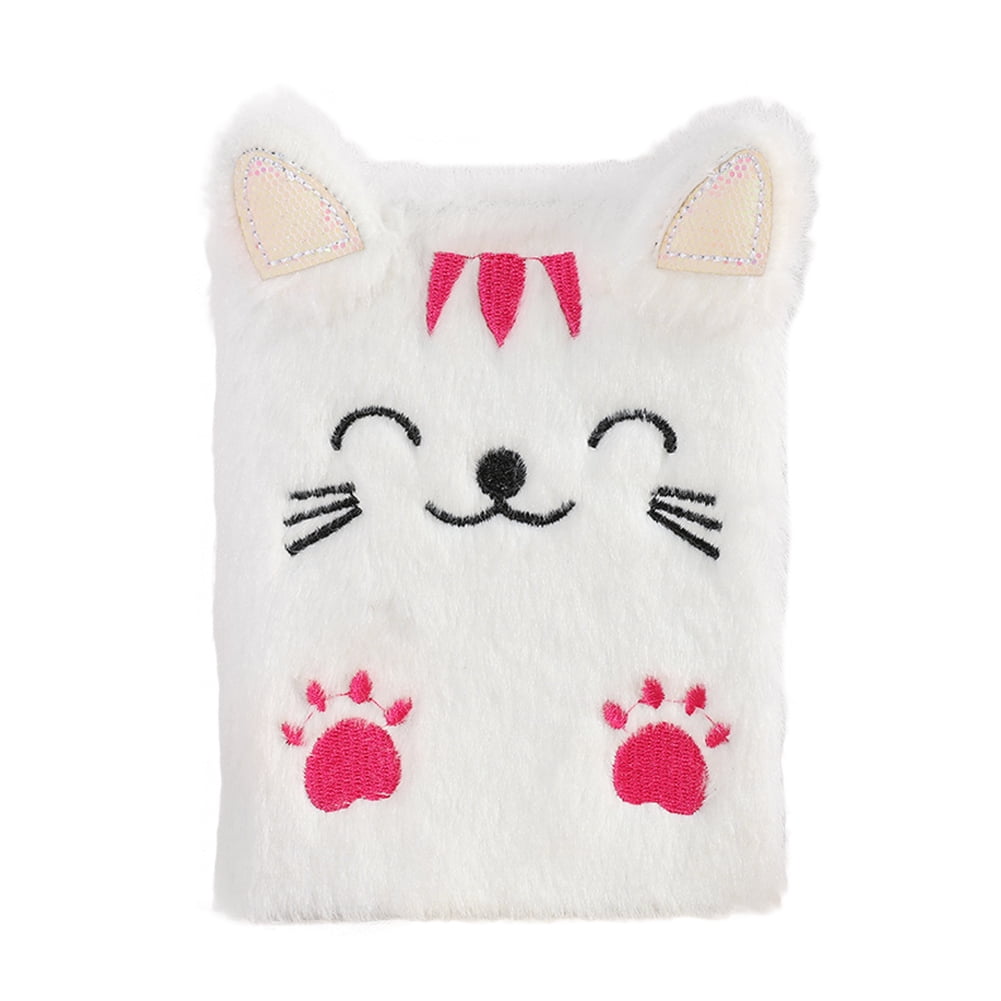 LoyGkgas Cartoon Cat Plush Notebook Fluffy Daily Planner Journal Book ...