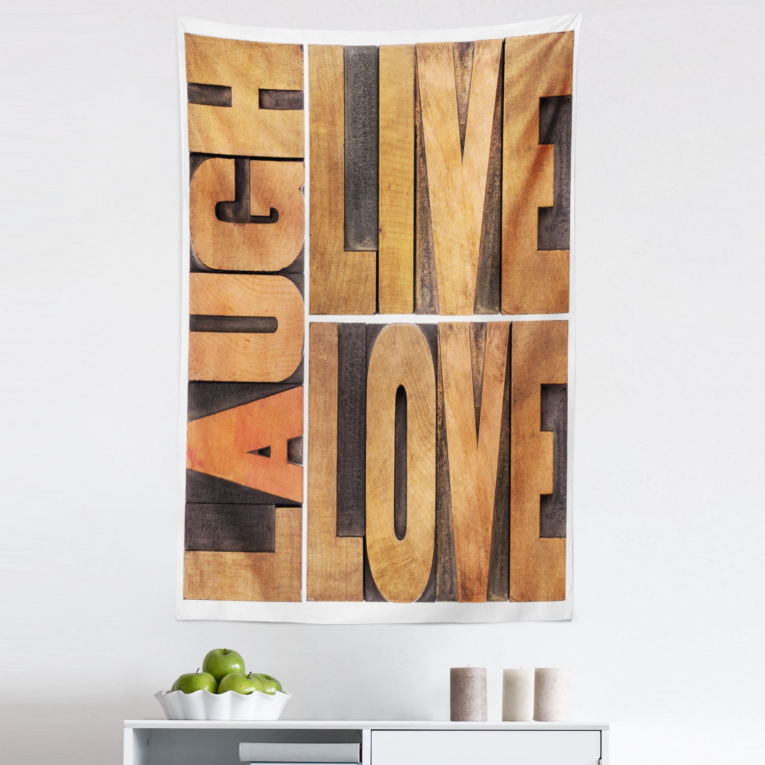 Live Laugh Love Tapestry, Macro Calligraphy with Life Message ...