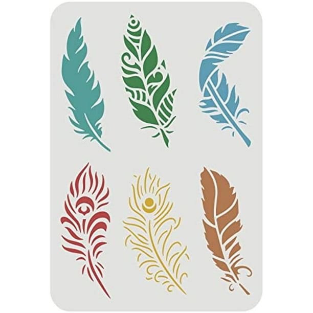 Peacock Feather Stencil Reusable Beautiful Feathers Stencil Mandala ...