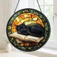 Black Cat on Books Stained Glass Suncatcher – Bookish Window Decor ...