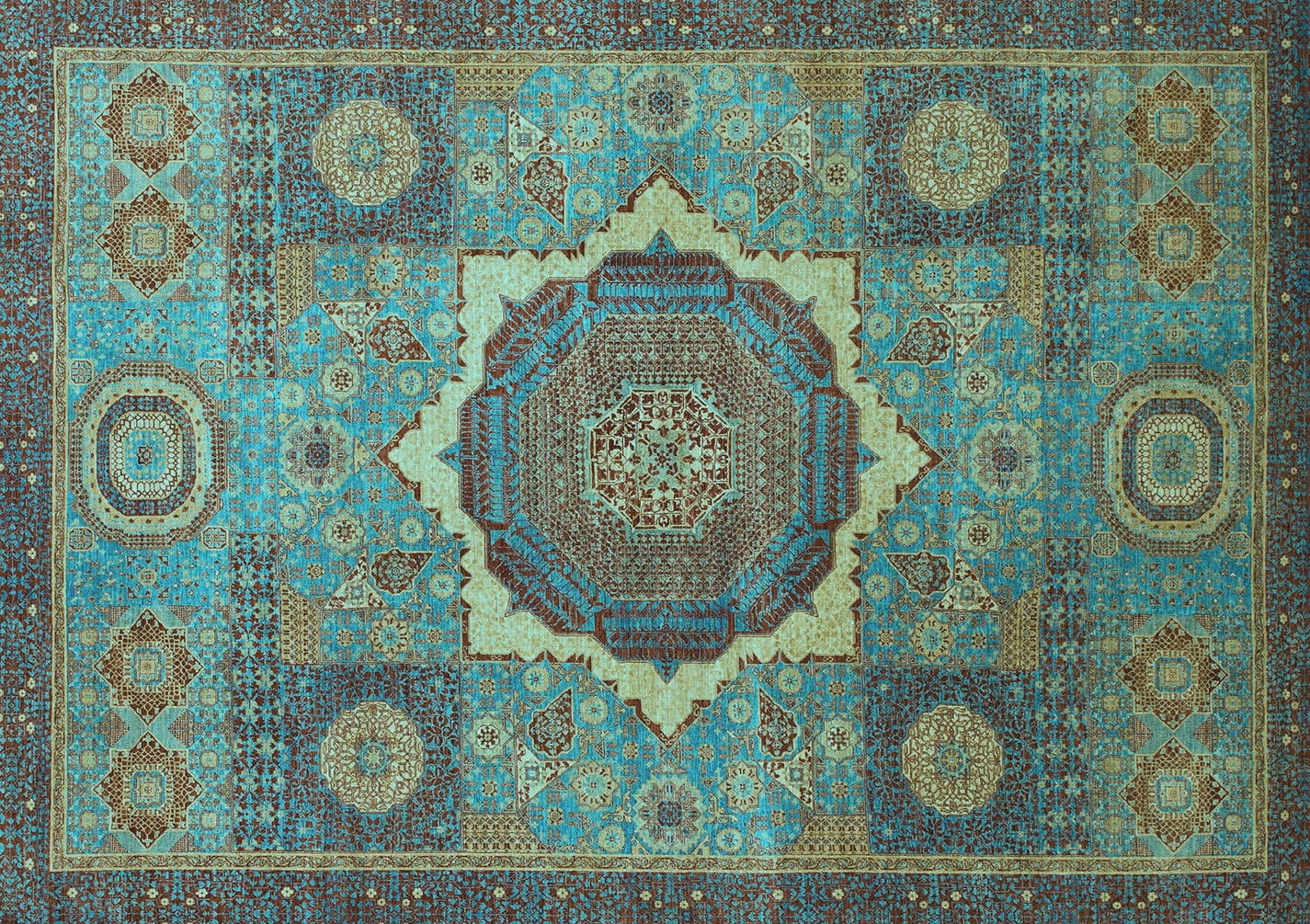 Ahgly Company Indoor Rectangle Oriental Light Blue Modern Area Rugs, 2 ...