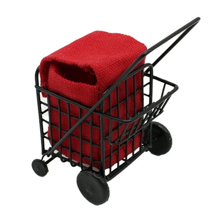 Smilepp Mini-House Shopping Cart with Red Cloth Bag Vivid Miniature ...