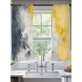 Abstract Yellow Beige Black Ombre Chiffon Sheer Curtains 63 Inches Long ...