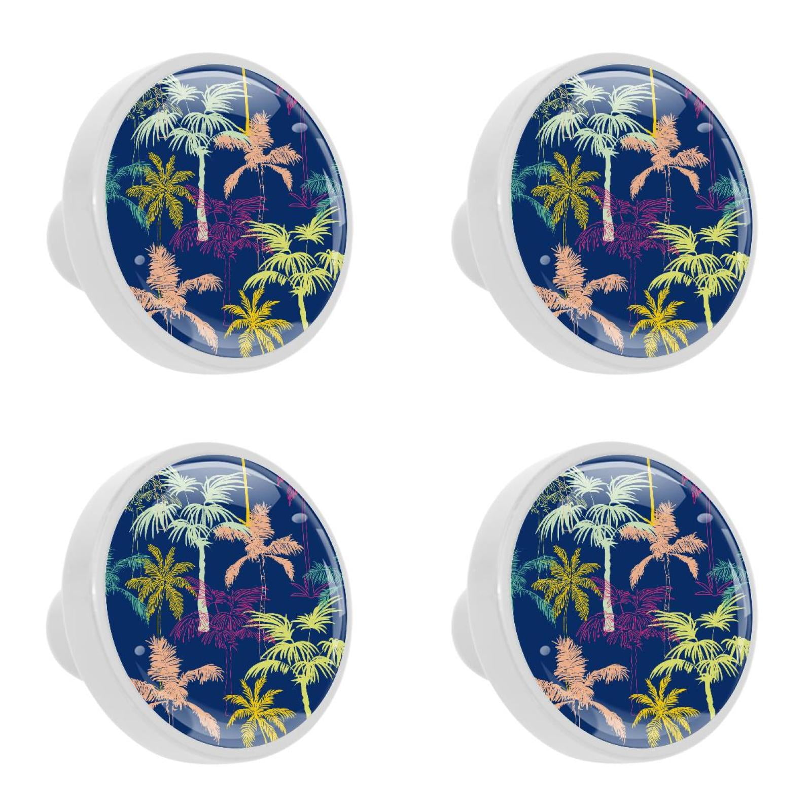 4 Pcs Colorful Palm Trees Knobs for Kitchen Cabinet Cupboard Dresser Bookcase Drawer Pulls ...