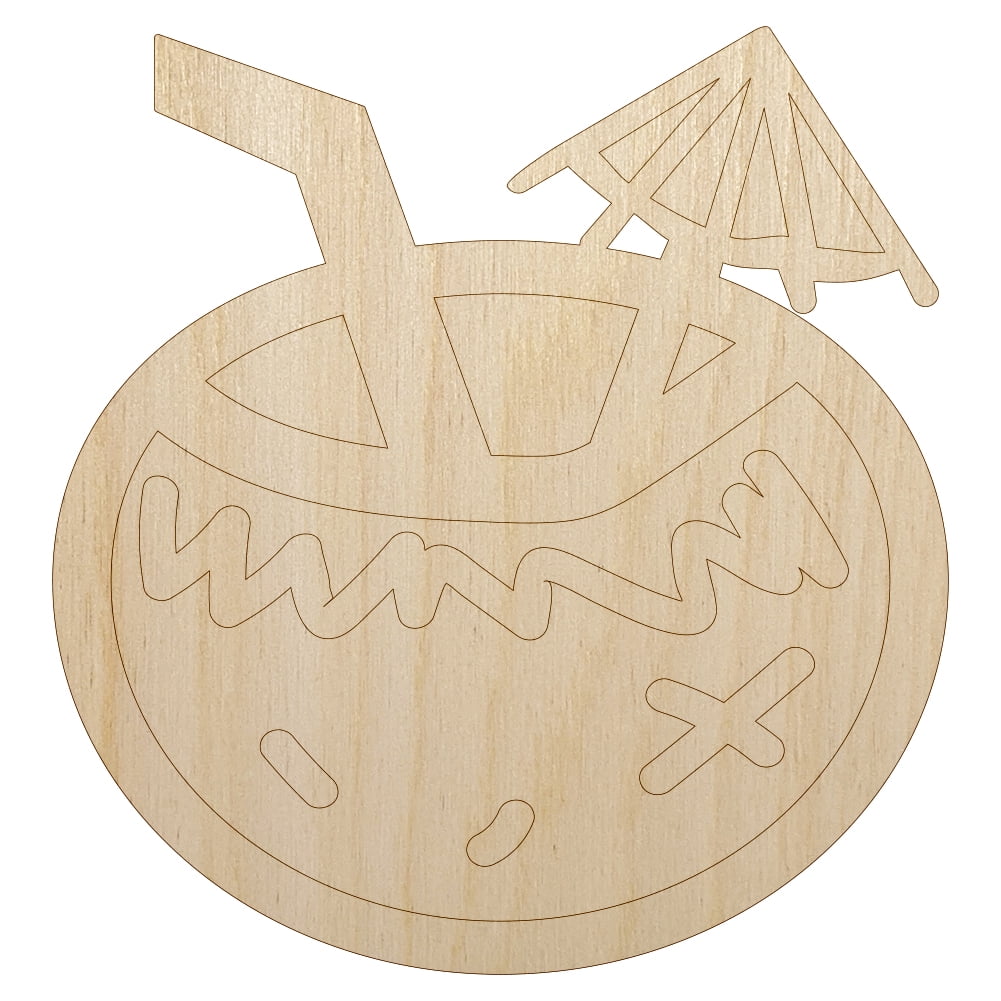 Coconut Drink Tropical Doodle Wood Shape Unfinished Piece Cutout Craft ...